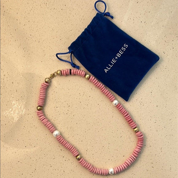 Allie + Bess | Jewelry | Allie Bess Chai Pink And Gold Beaded Necklace ...